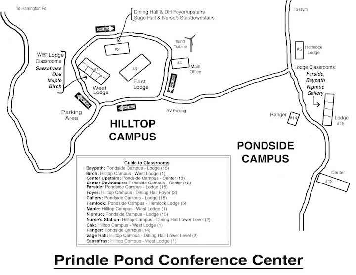 Prindle Pond campus map - Music Camps North